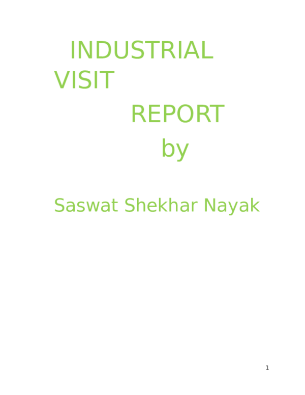 (DOC) INDUSTRIAL VISIT REPORT by