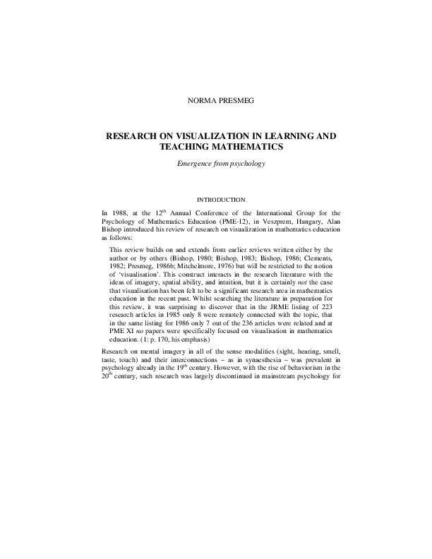 Pdf Research On Visualization In Learning And Teaching Mathematics