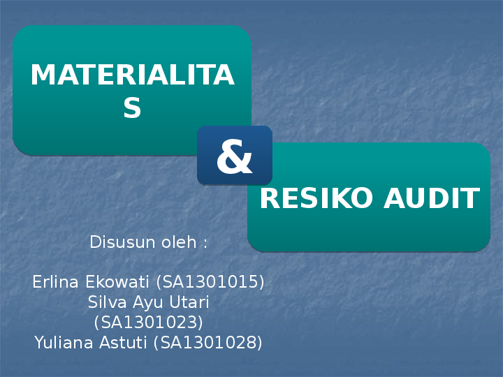 AUDIT MATERIALITAS DAN RESIKO AUDIT