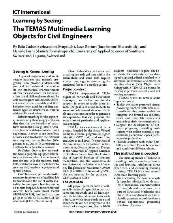 (PDF) The TEMAS Multimedia Learning Objects for Civil Engineers
