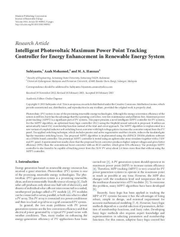 Pdf Photovoltaic Maximum Power Point Tracking Controller Using A New High Performance Boost