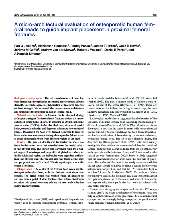 (PDF) A micro-architectural evaluation of osteoporotic human femoral heads to guide implant ...
