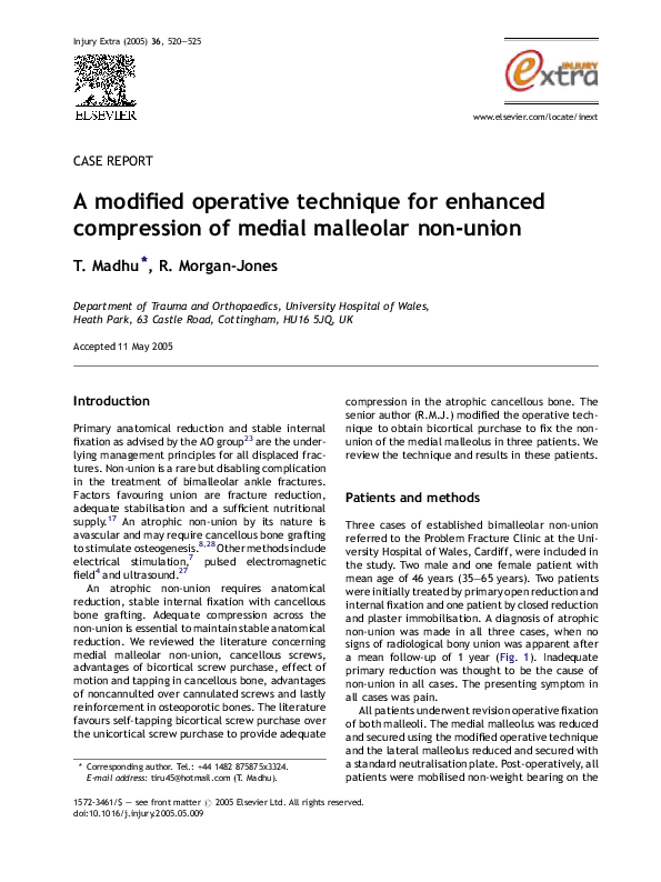 (PDF) A modified operative technique for enhanced compression of medial ...