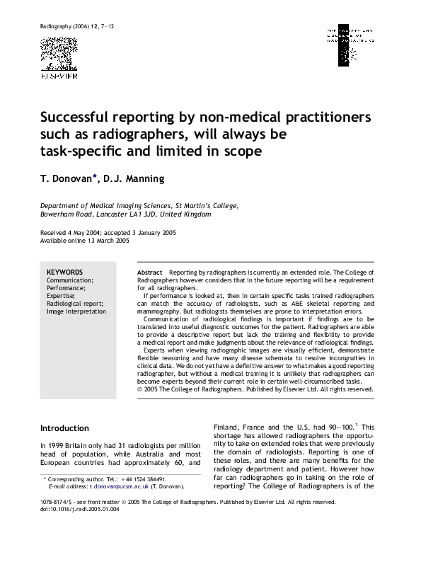 (PDF) Successful reporting by non-medical practitioners such as ...