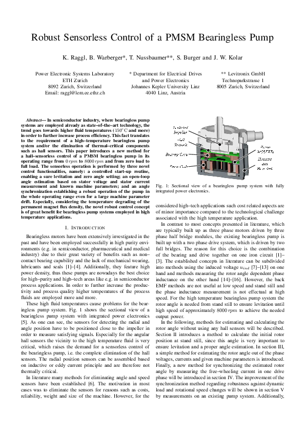 (PDF) Robust sensorless control of a PMSM bearingless pump