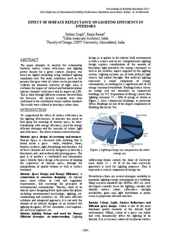 (PDF) Effect of Surface Reflectance on Lighting Efficiency in Interiors