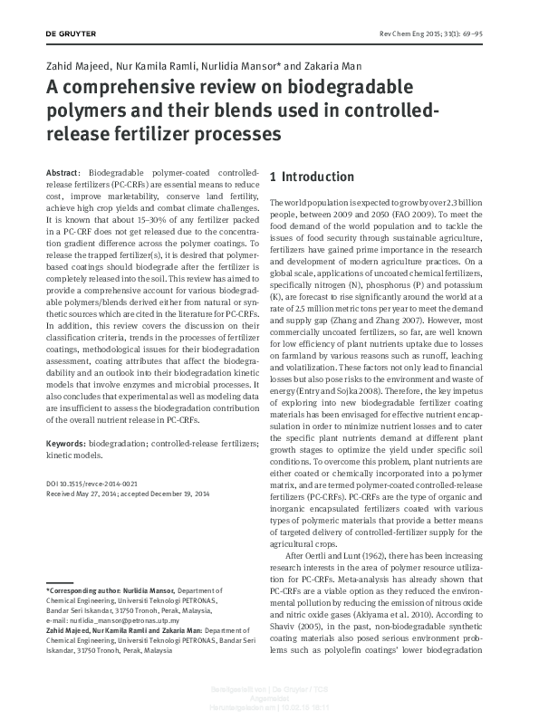(PDF) A comprehensive review on biodegradable polymers and their blends ...