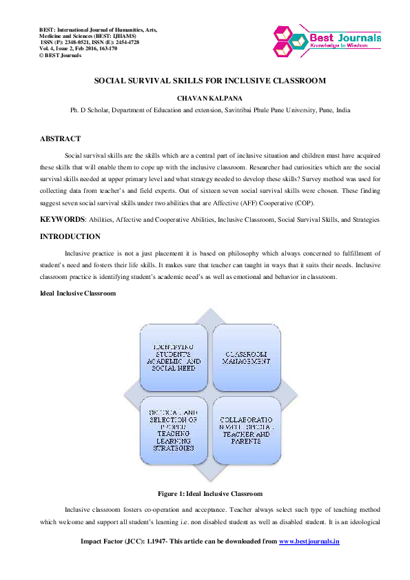 (PDF) SOCIAL SURVIVAL SKILLS FOR INCLUSIVE CLASSROOM