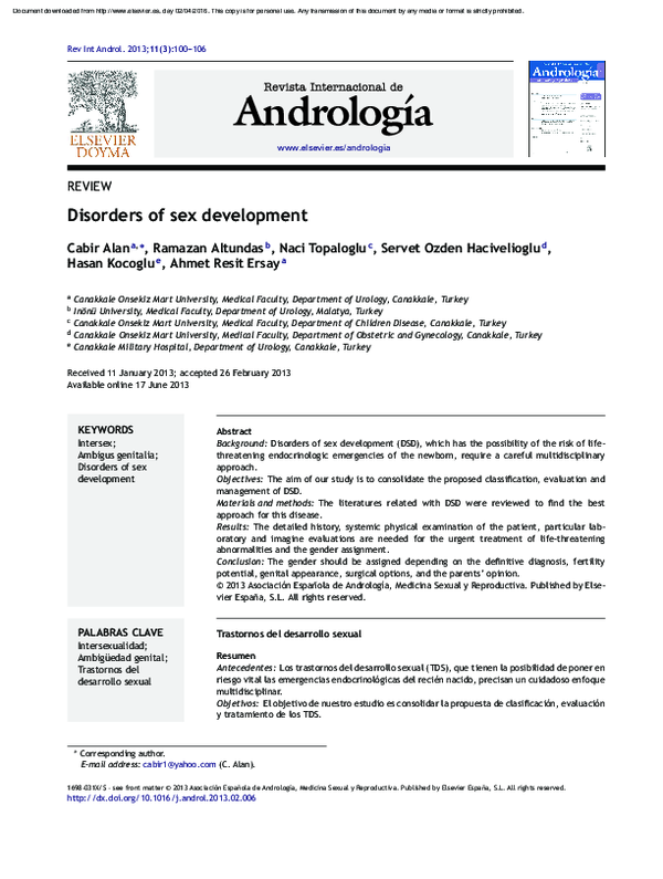Pdf Managing Disorders Of Sex Development