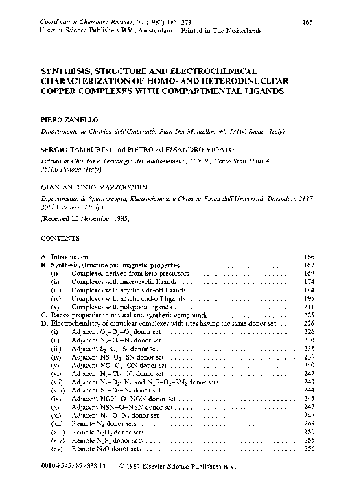 (PDF) SYNTHESES, STRUCTURE AND ELECTROCHEMICAL CHARACTERIZATION OF HOMO- AND HETERODINUCLEAR ...