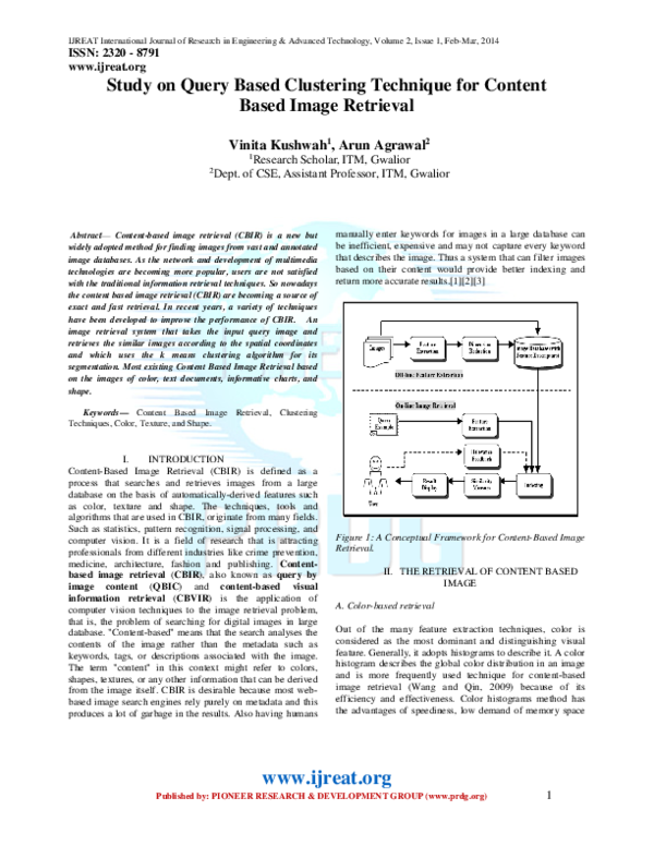 (PDF) Study on Query Based Clustering Technique for Content Based Image Retrieval