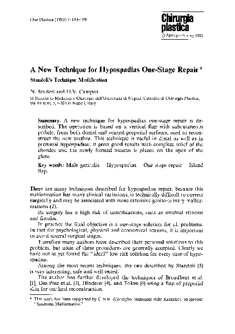 (PDF) A new technique for hypospadias one-stage repair