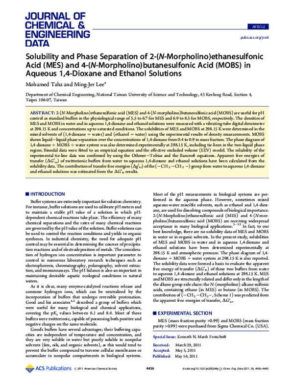 (PDF) Solubility and Phase Separation of 2-( N -Morpholino ...