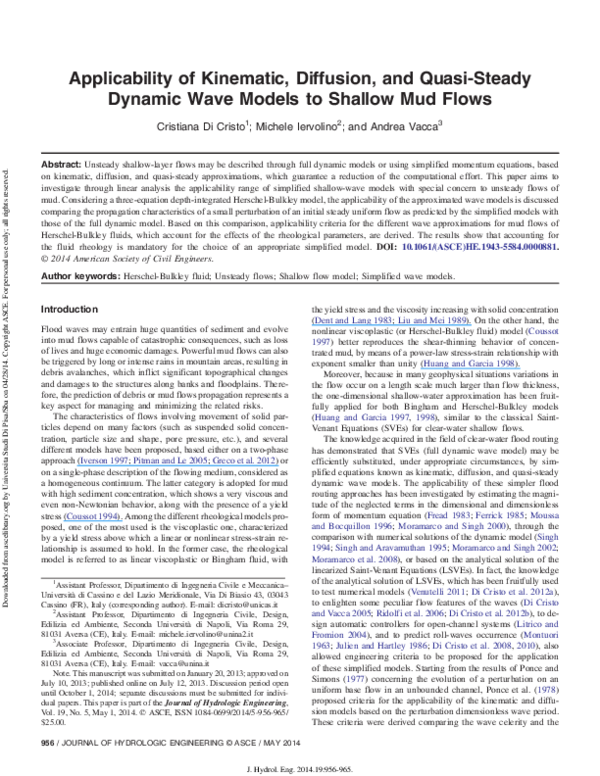 (PDF) Applicability of Kinematic, Diffusion, and Quasi-Steady Dynamic ...