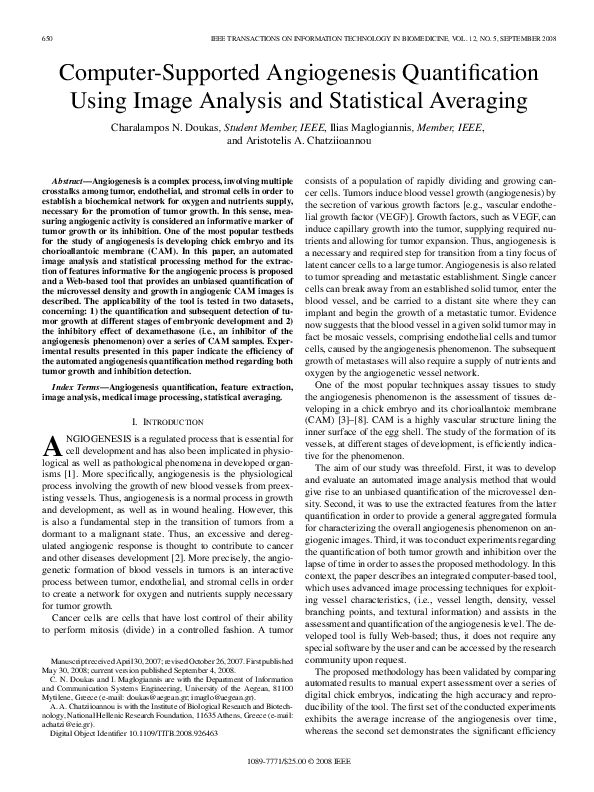 (PDF) Computer-Supported Angiogenesis Quantification Using Image Analysis and Statistical Averaging