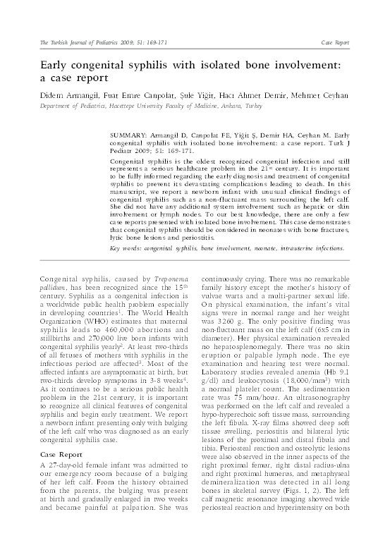 (PDF) Early congenital syphilis with isolated bone involvement: a case ...