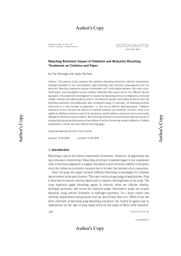 (PDF) Bleaching Revisited: Impact of Oxidative and Reductive Bleaching ...