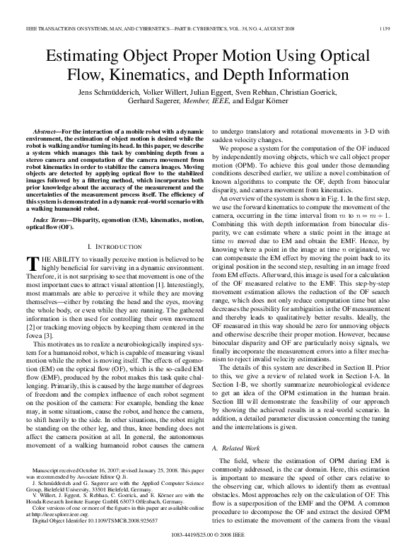 (PDF) Estimating Object Proper Motion Using Optical Flow, Kinematics ...