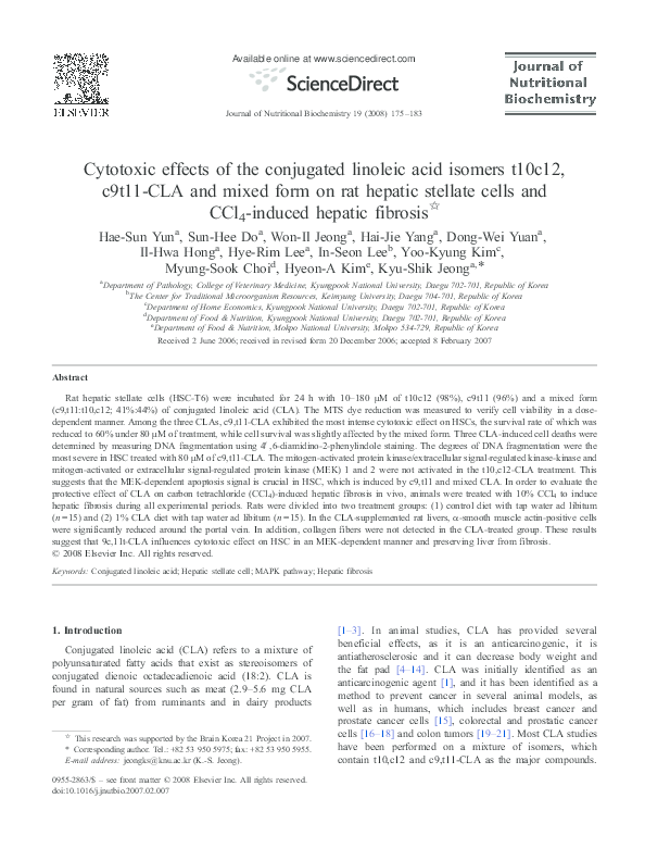 (PDF) Cytotoxicity and Liver Protection of CLA Isomers