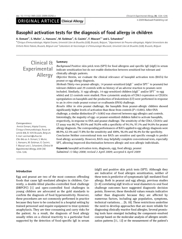 (PDF) Basophil activation tests for the diagnosis of food allergy in ...