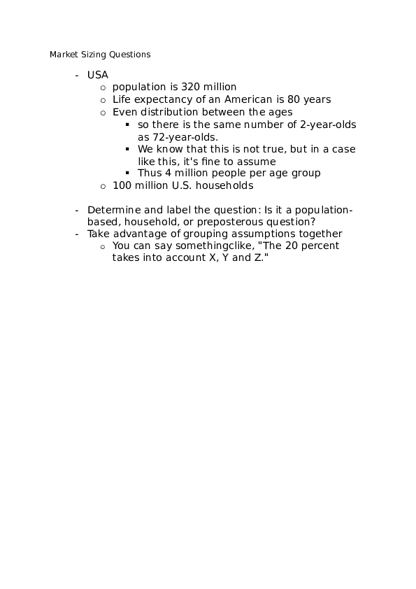 (DOC) Market Sizing Questions