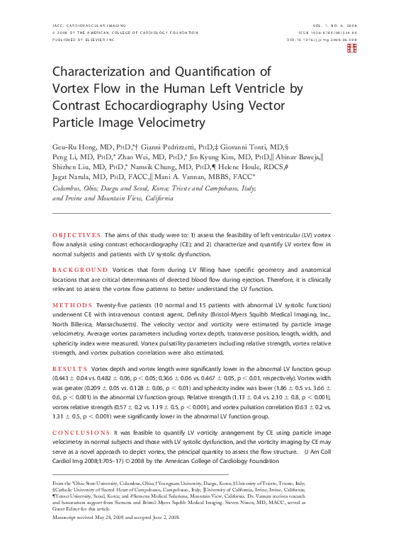 (PDF) Characterization and Quantification of Vortex Flow in the Human ...