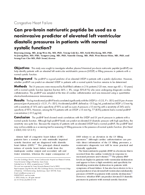 (PDF) Can pro–brain natriuretic peptide be used as a noninvasive ...
