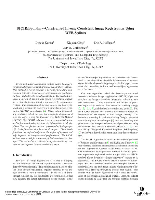 (PDF) BICIR:Boundary-Constrained Inverse Consistent Image Registration Using WEB-Splines