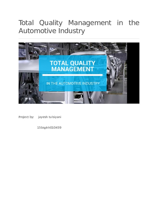 (DOC) Total Quality Management in the Automotive Industry