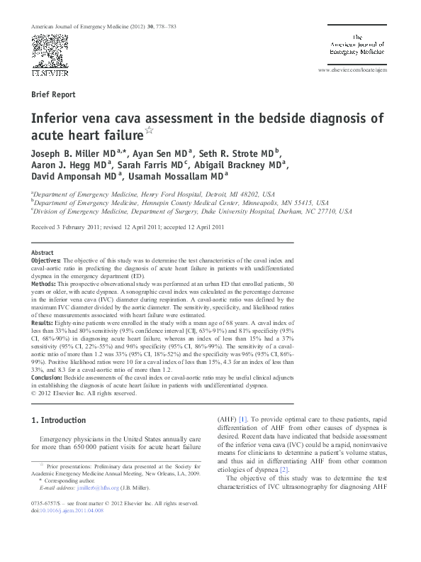 (PDF) Inferior vena cava assessment in the bedside diagnosis of acute ...