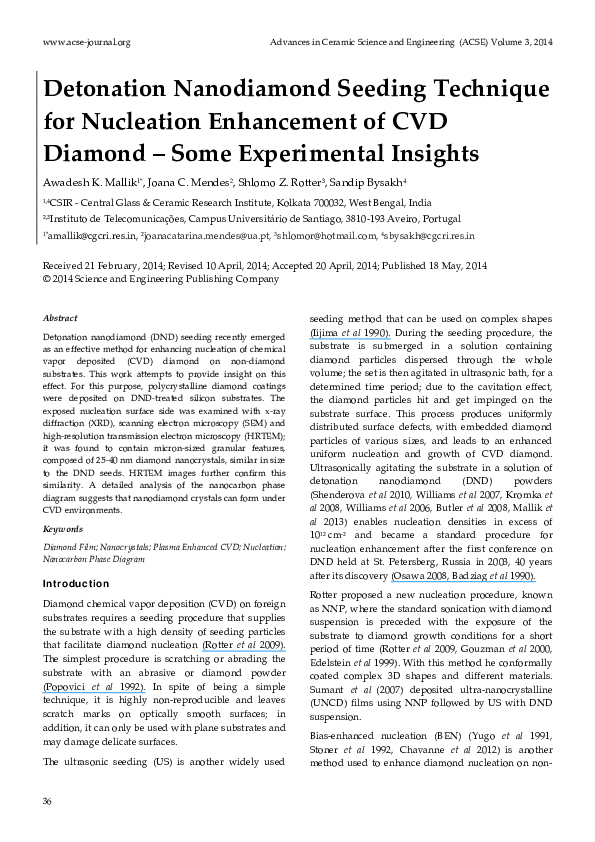 (PDF) Detonation Nanodiamond Seeding Technique for Nucleation ...