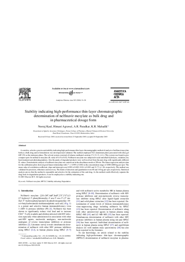 (PDF) Stability-indicating high-performance thin-layer chromatographic method for analysis of ...