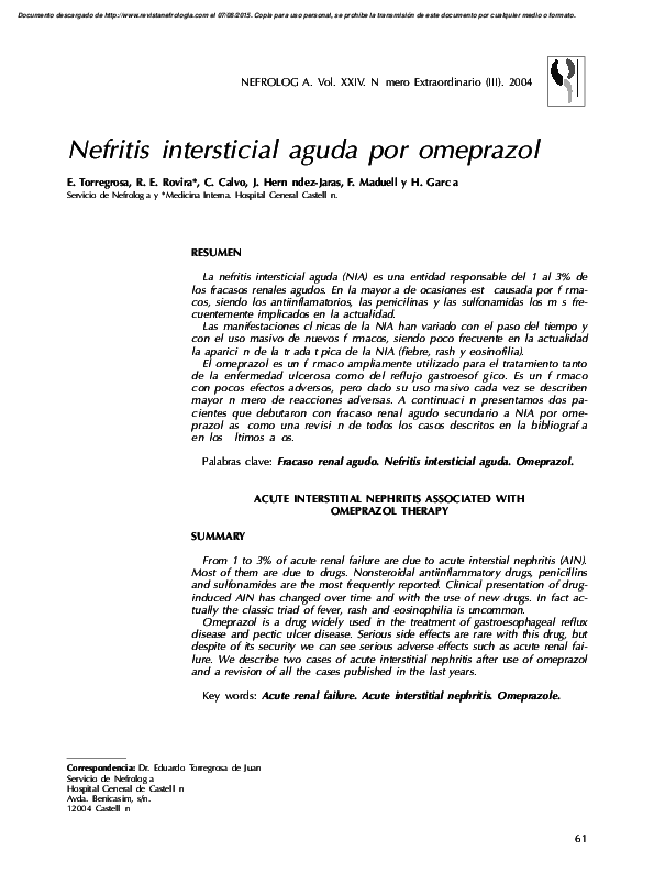 (PDF) Nefritis intersticial aguda por omeprazol