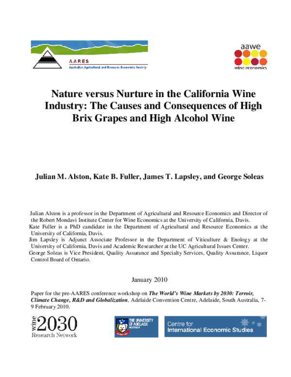(PDF) Nature versus Nurture in the California Wine Industry: The Causes ...