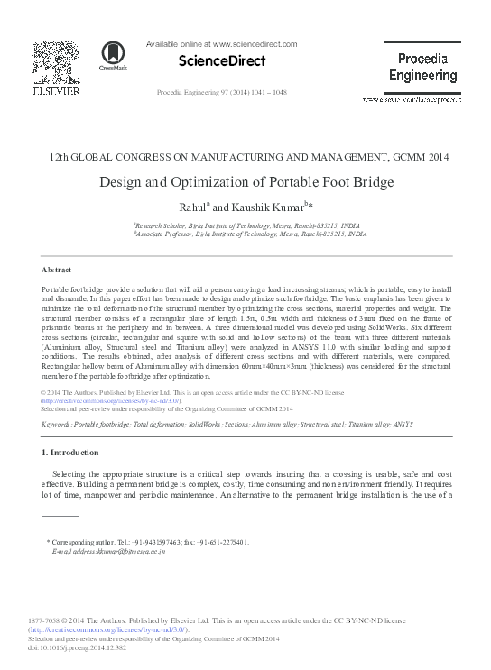 (PDF) Design and Optimization of Portable Foot Bridge