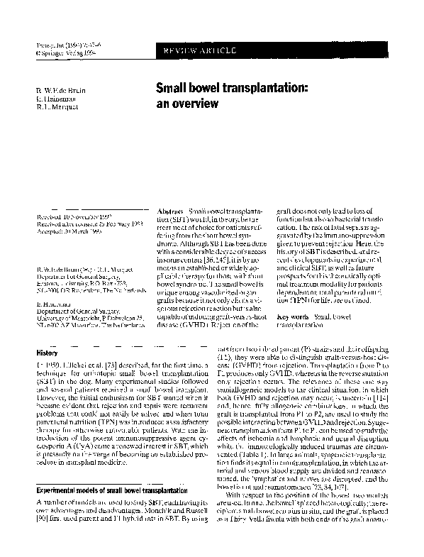 (PDF) Small bowel transplantation: an overview