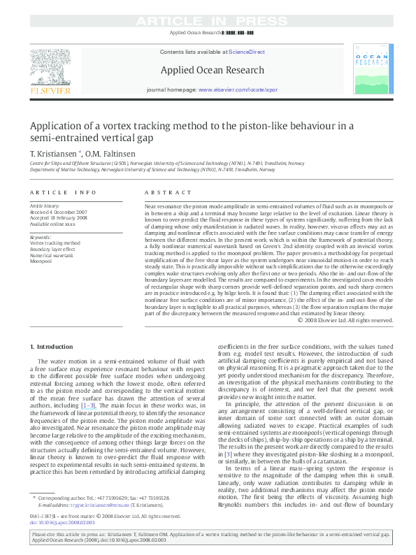 (PDF) Application of a vortex tracking method to the piston-like ...