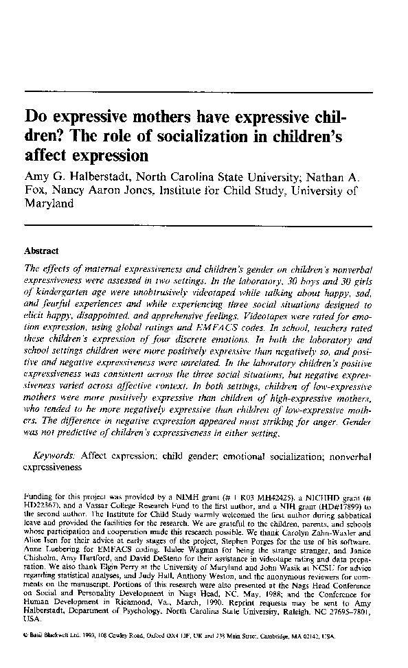 (PDF) Do expressive mothers have expressive children? The role of ...