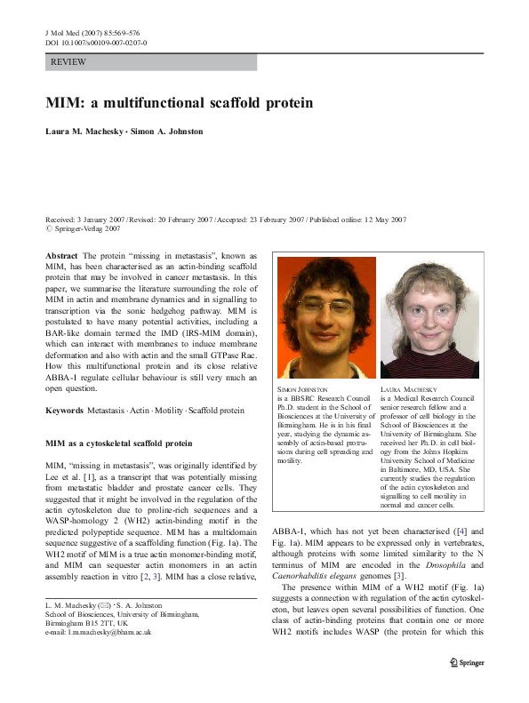 (PDF) MIM: a multifunctional scaffold protein