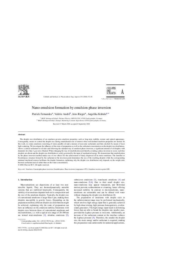 (PDF) Nano-emulsion formation by emulsion phase inversion