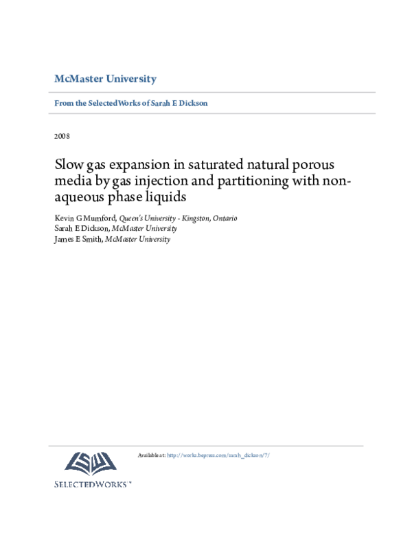 (PDF) Slow gas expansion in saturated natural porous media by gas ...