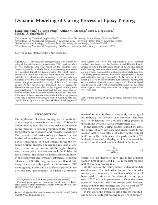 (PDF) Dynamic modeling of curing process of epoxy prepreg | Ioan I ...