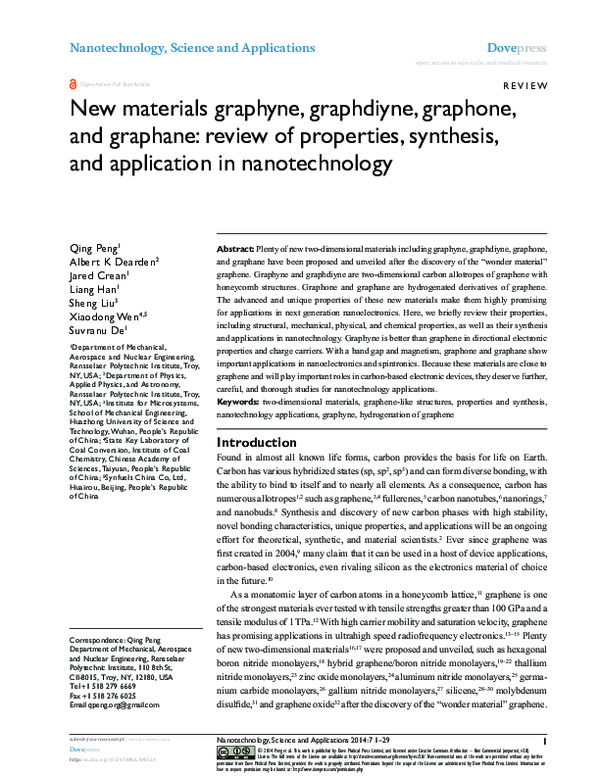 (PDF) New materials graphyne, graphdiyne, graphone, and graphane ...