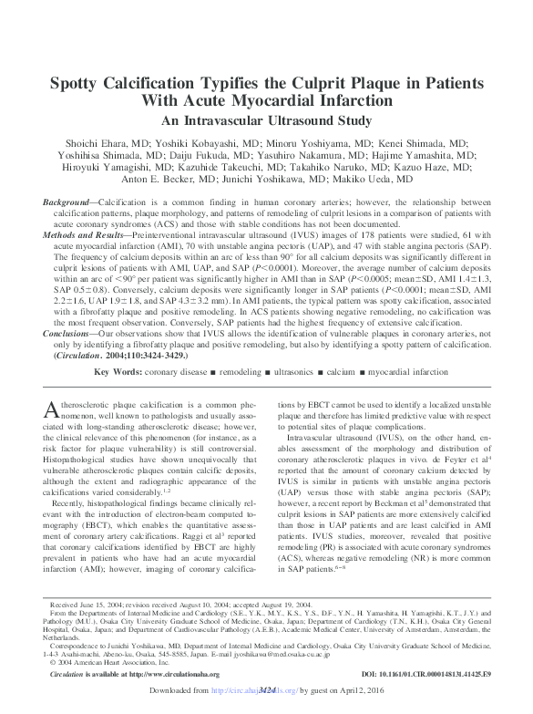 (PDF) Spotty calcification typifies the culprit plaque in patients with ...