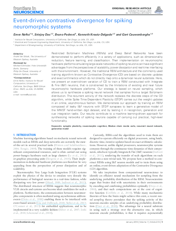 (PDF) Event-driven contrastive divergence: neural sampling foundations