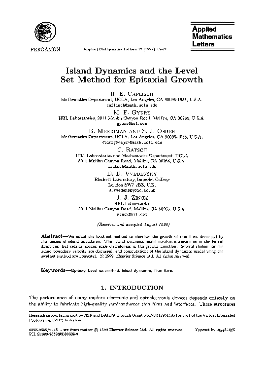 (PDF) Level-set method for island dynamics in epitaxial growth