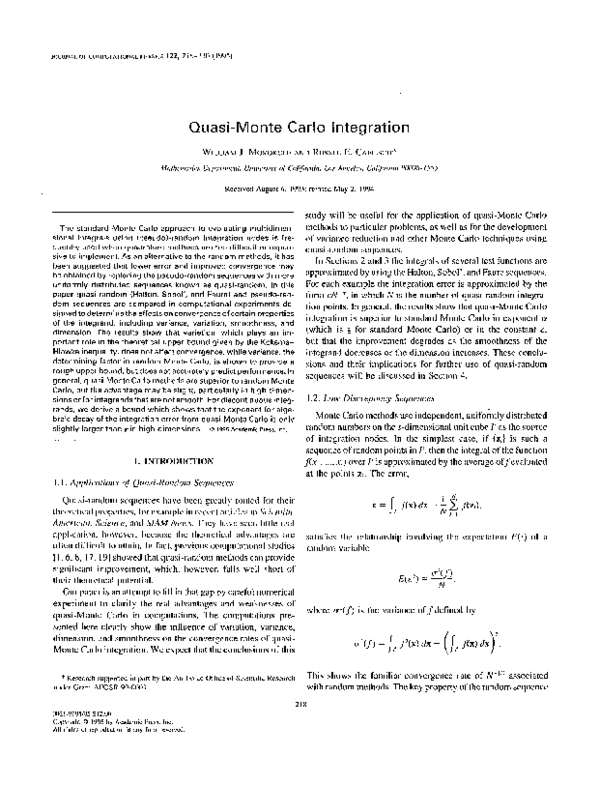 (PDF) Quasi-Monte Carlo Integration