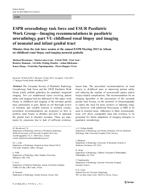 (PDF) Correction to: European Society of Paediatric Radiology abdominal ...