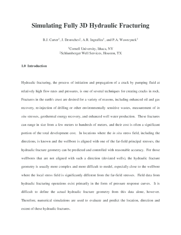 Pdf Simulating Fully 3d Hydraulic Fracturing
