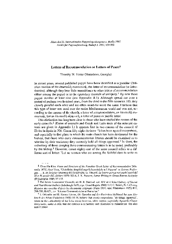 (PDF) Letters of recommendation or letters of peace?